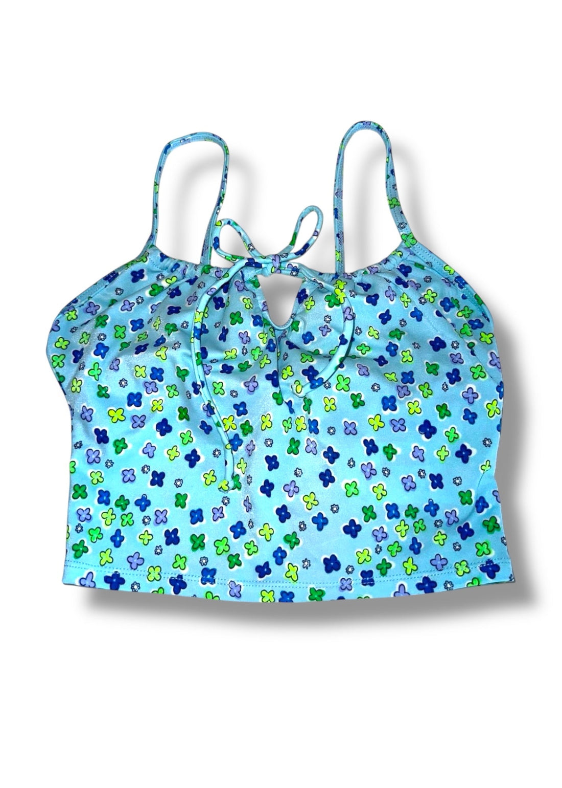 90s Ditsy Floral Milkmaid Tankini Camisole Top – Pastel Blue Vintage ...