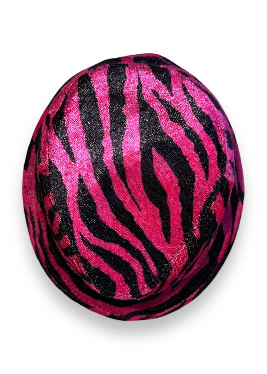 Y2K Mob Wife Velvet Zebra Fedora - Gangster Cosplay Costume Hat ...